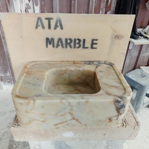 Calacatta Sugar Marble Sink Wall Mount Marble Sink Marble Bathroom Sink Powder Room Sink Custom ...