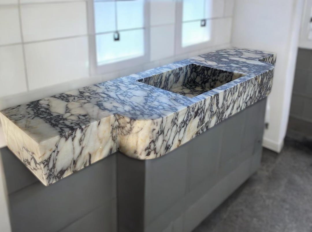 READY to SHIP DISCOUNTED | Calacatta Viola Marble Bathroom Sink | Wall ...