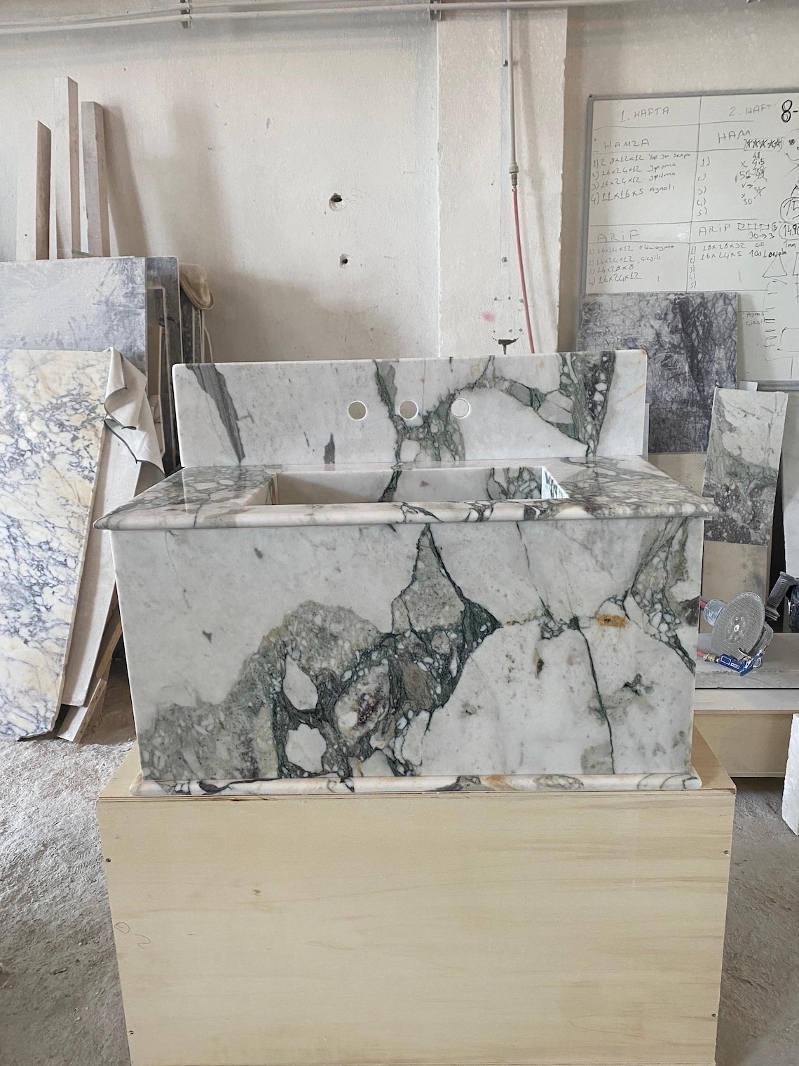 Premium Quality Calacatta Verde Green Marble Floating Sink - Etsy