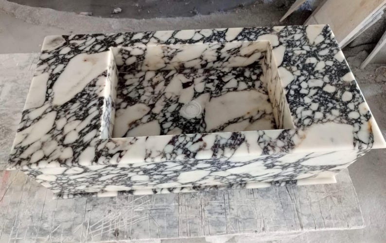 Calacatta Viola Marble Sink: Integrated Wall Mount Vanity Top - Etsy