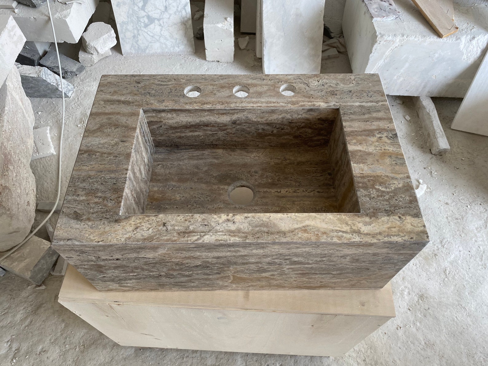 Silver Travertine Rectangle Sink: Wall Mounted Bathroom Sink - Etsy