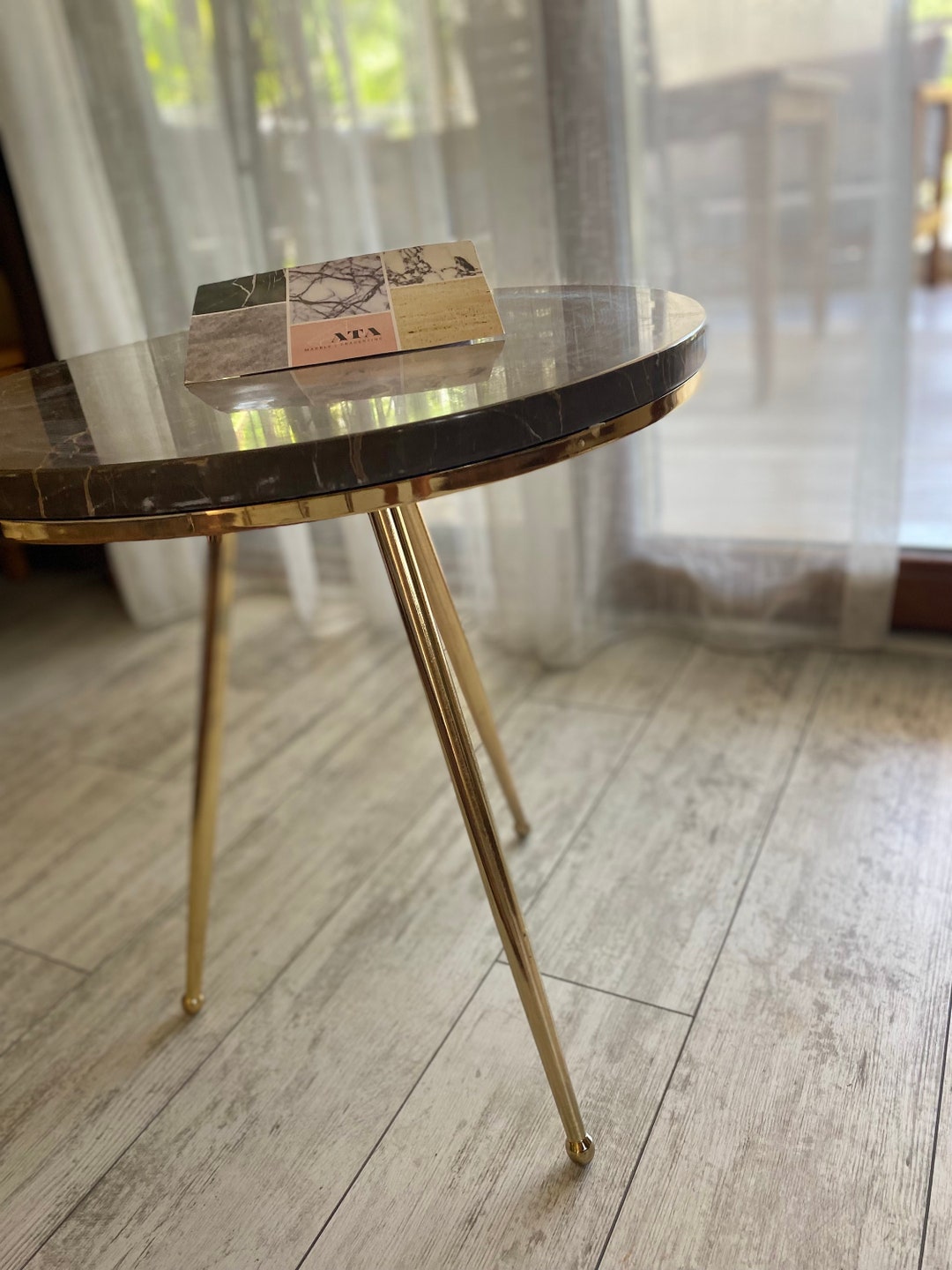 Free Shipping Olive Maroon Marble Top Coffee Table Marble Side Table ...
