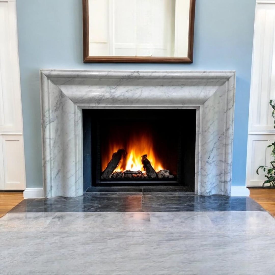 Carrara White Marble Fireplace Mantel, Marble Fireplace Screen, Hand ...