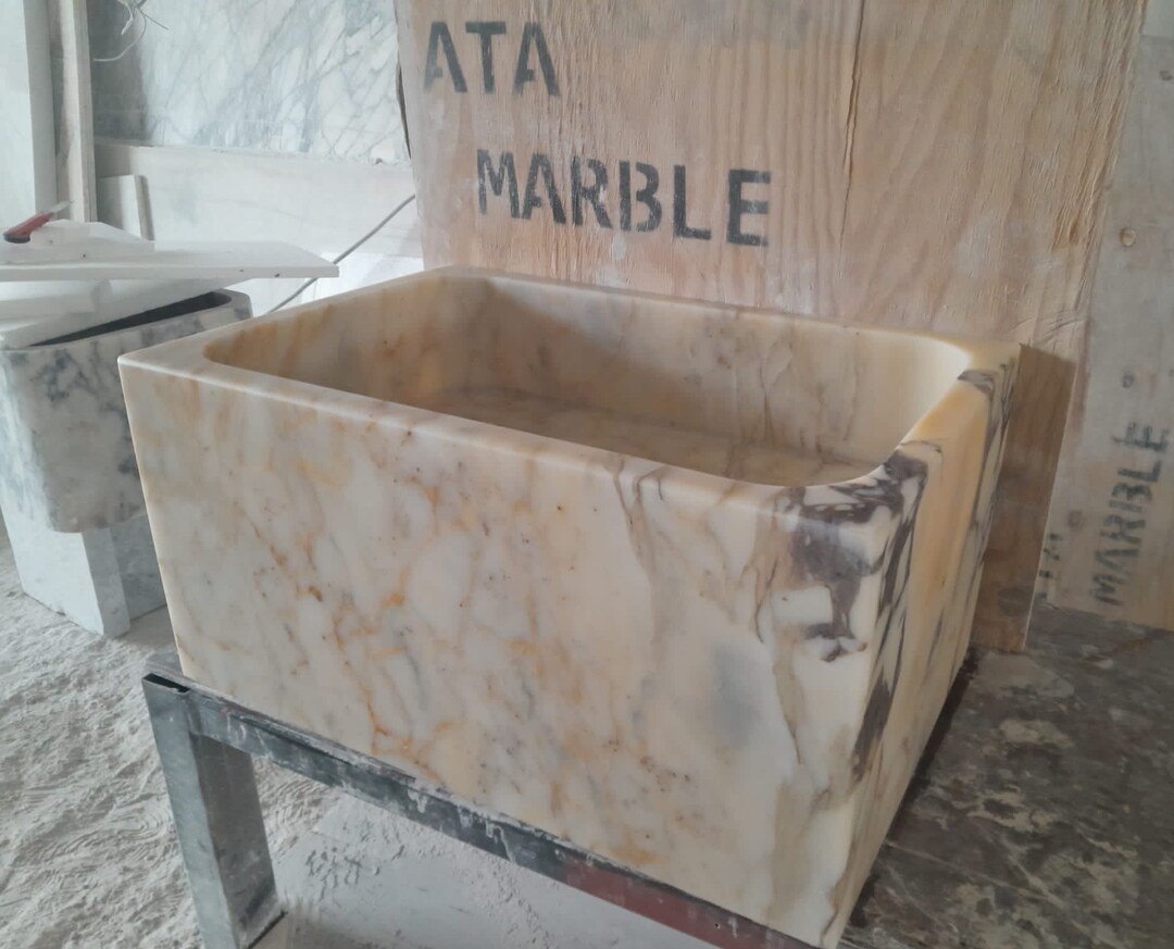 Calacatta Sugar Marble Sink Wall Mount Marble Sink Marble Bathroom Sink ...
