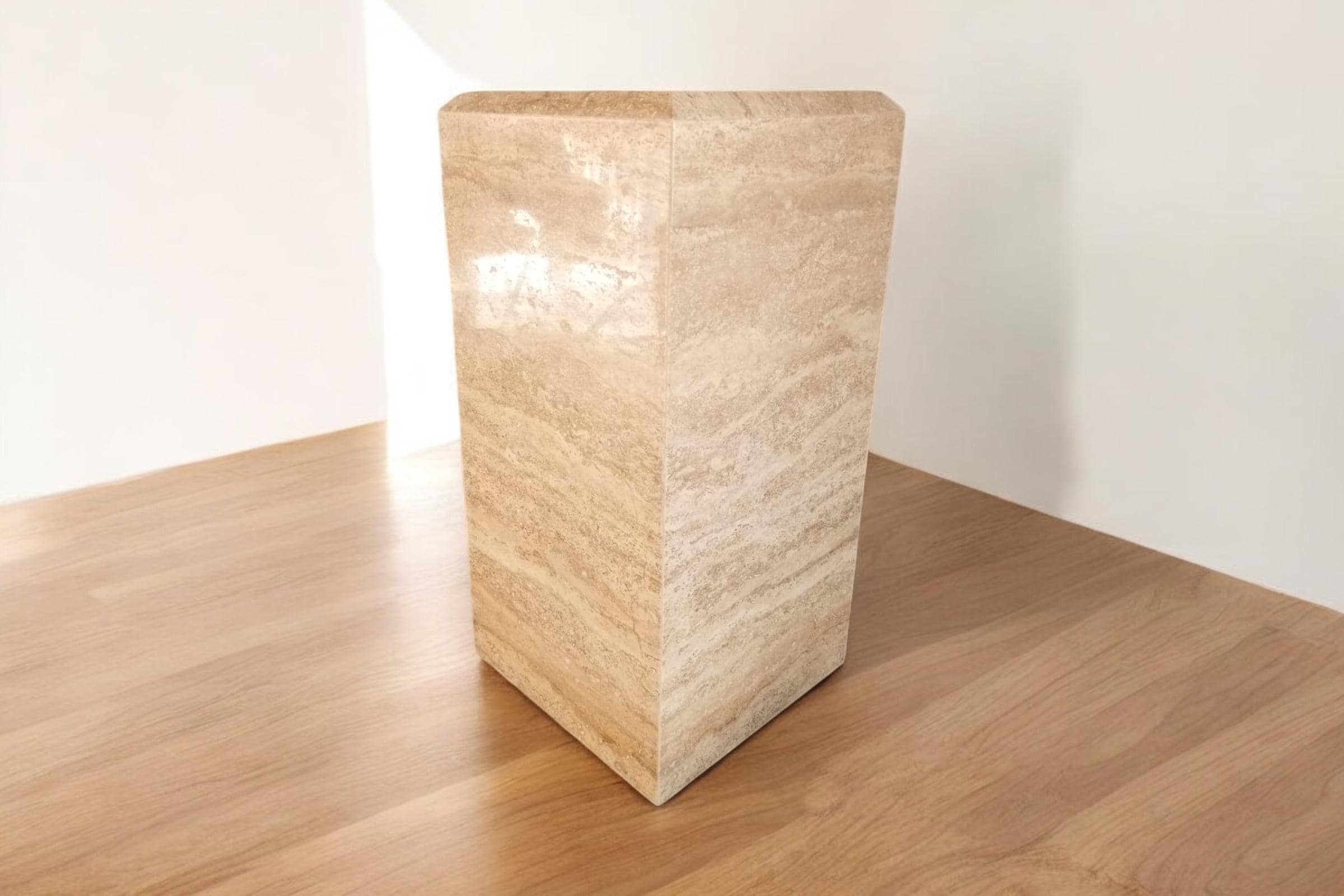 Handmade Silver Travertine Pedestal Table: Natural Stone End Table - Etsy