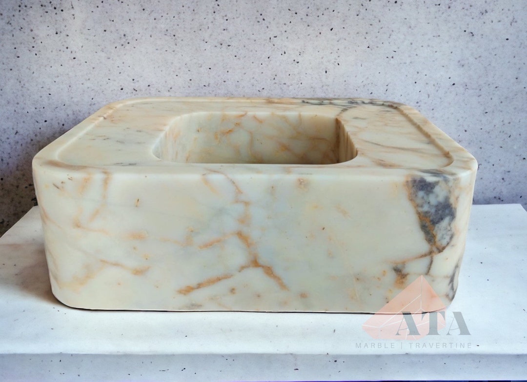 Calacatta Sugar Marble Sink Wall Mount Marble Sink Marble Bathroom Sink ...