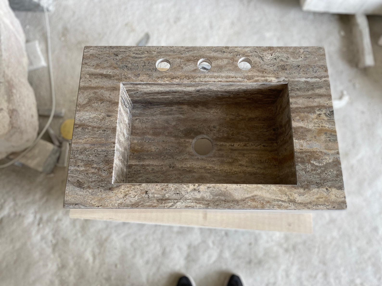 Silver Travertine Rectangle Sink: Wall Mounted Bathroom Sink - Etsy