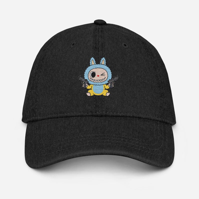 Labubu Bad Boy Denim Hat: Custom Embroidered Cartoon Cap - Etsy