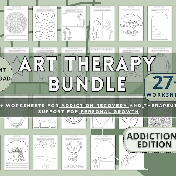 Art Therapy Bundle, Printable CBT Counseling Tools, Group Therapy ...