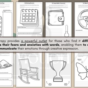 Art Therapy Worksheet Bundle: Fear & Anxiety Relief (printable) - Etsy