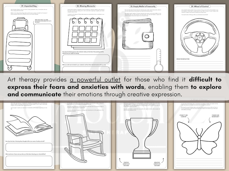 Art Therapy Worksheet Bundle: Fear & Anxiety Relief (printable) - Etsy