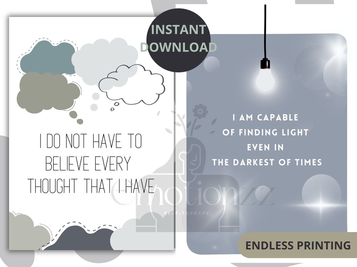 Set of Daily Affirmation Prints Therapy Office Decor I Am Affirmations ...