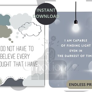 Set of Daily Affirmation Prints Therapy Office Decor I Am Affirmations ...