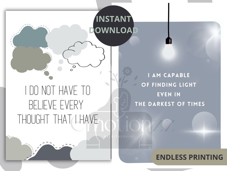 Set of Daily Affirmation Prints Therapy Office Decor I Am Affirmations ...