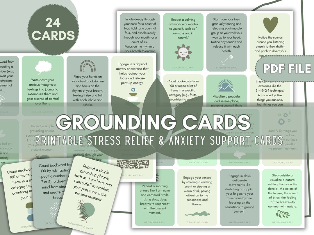 Somatic Therapy Grounding Cards, Anxiety Stress Relief, DBT Coping ...