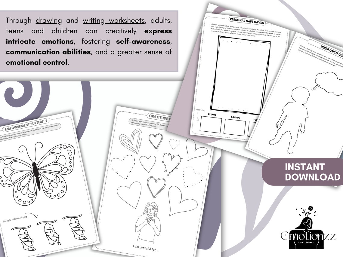 Art Therapy Worksheets MEGA Bundle: Mental Health, Teens, Adults (PDF ...
