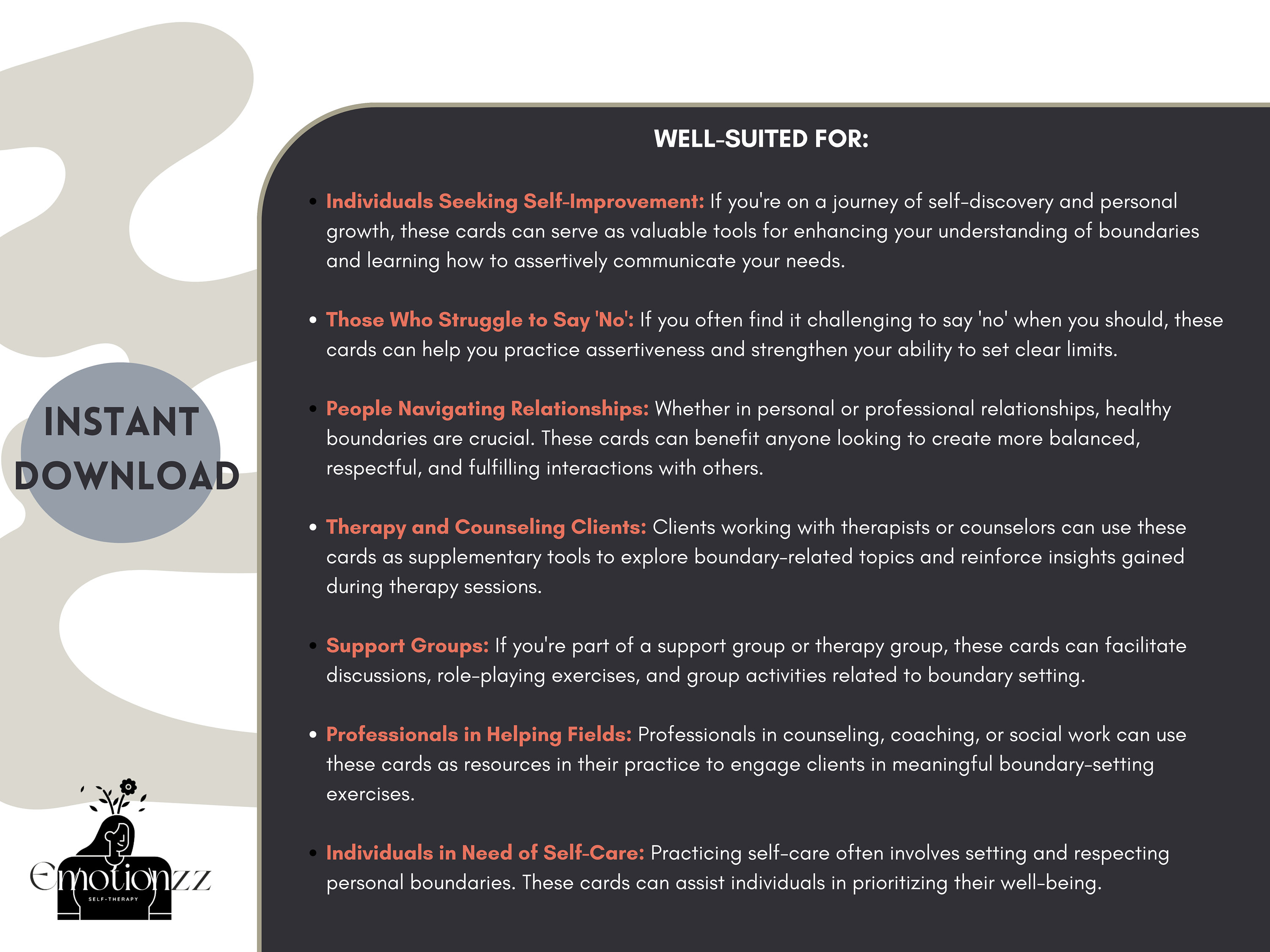 Boundary Setting Cards, Self-care Communication Tool (digital Download ...