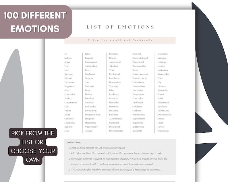 Therapy Worksheet Mental Health Tool, Self Help Resource for Emotional ...