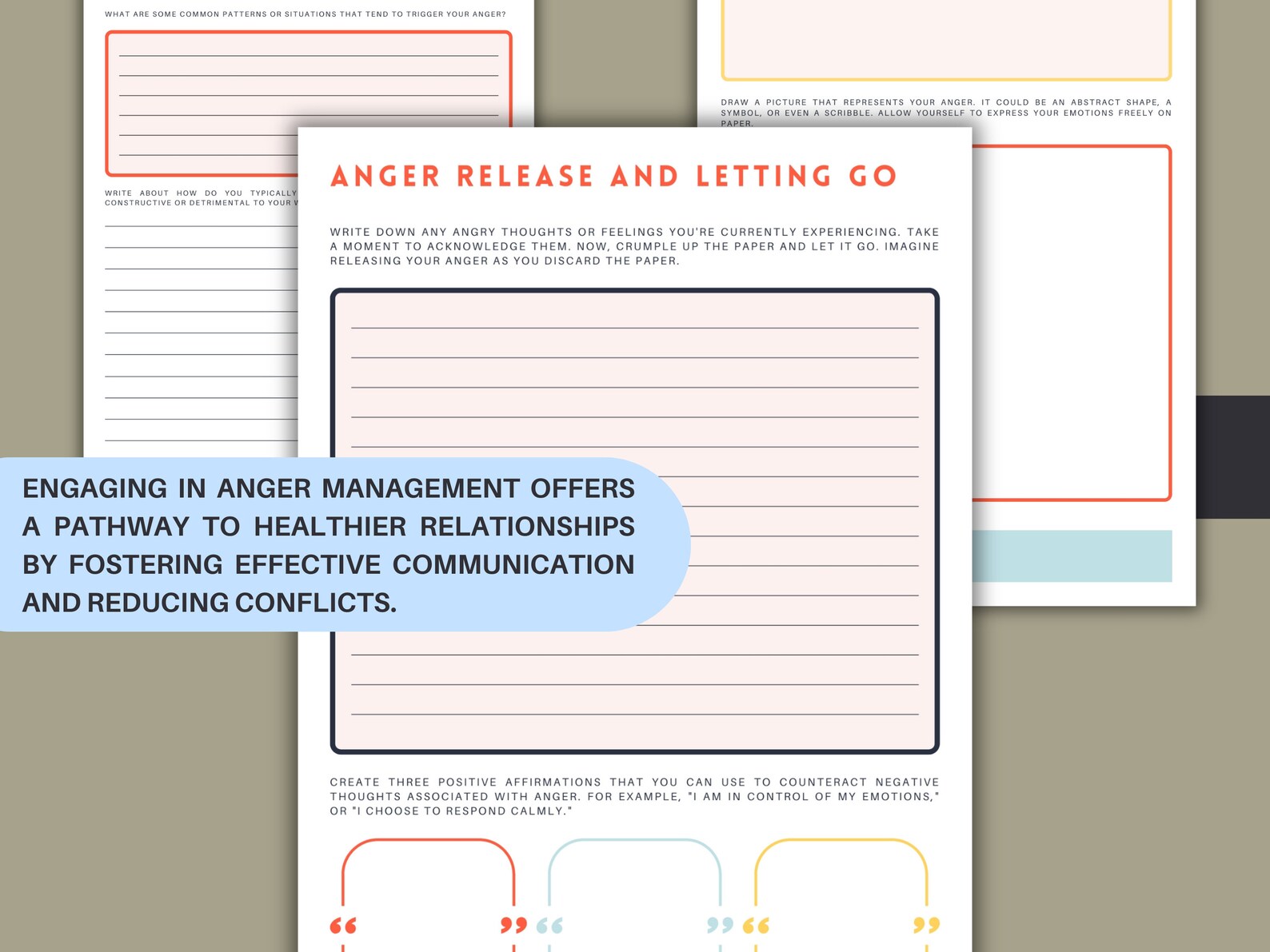 Anger Management Worksheet for Teens CBT Therapy Resource Mental Health ...