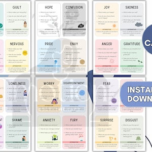 Mental Health Tool, Printable Emotion Exploration Cards, Therapy ...