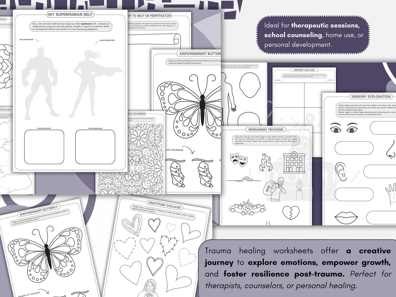 Art Therapy Bundle, Printable CBT Counseling Tools, Group Therapy ...