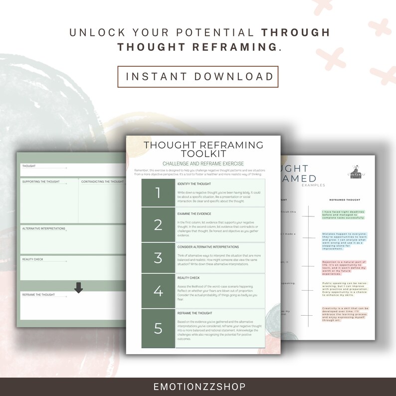 Thought Reframed Worksheet Therapy Resource Mental Health Tool - Etsy