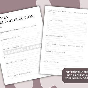 Daily Self Reflection Journal Mood Tracker Printable Gratitude Diary ...
