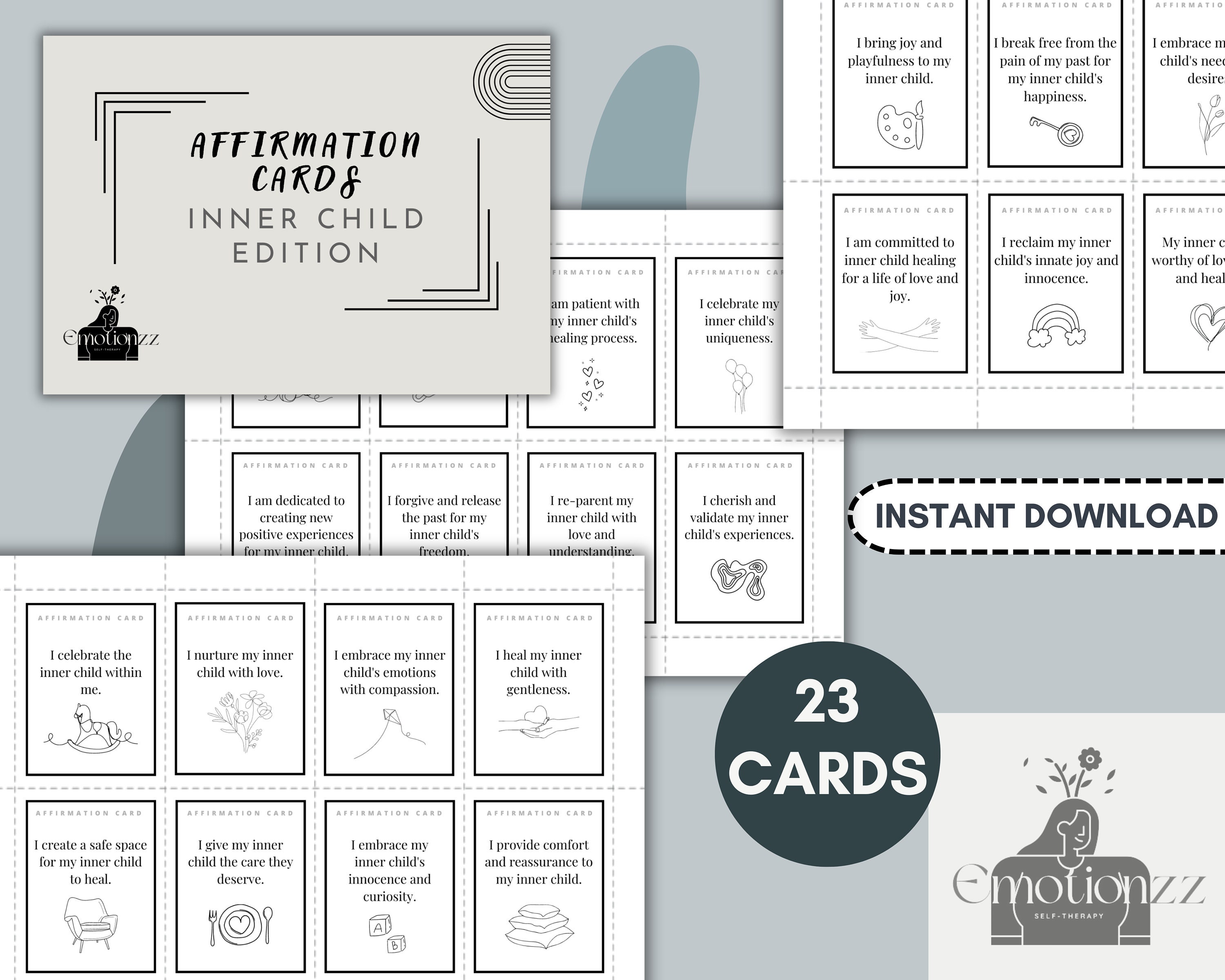 Printable Self Care Affirmation Cards, Therapy Tools, Emotional Support ...