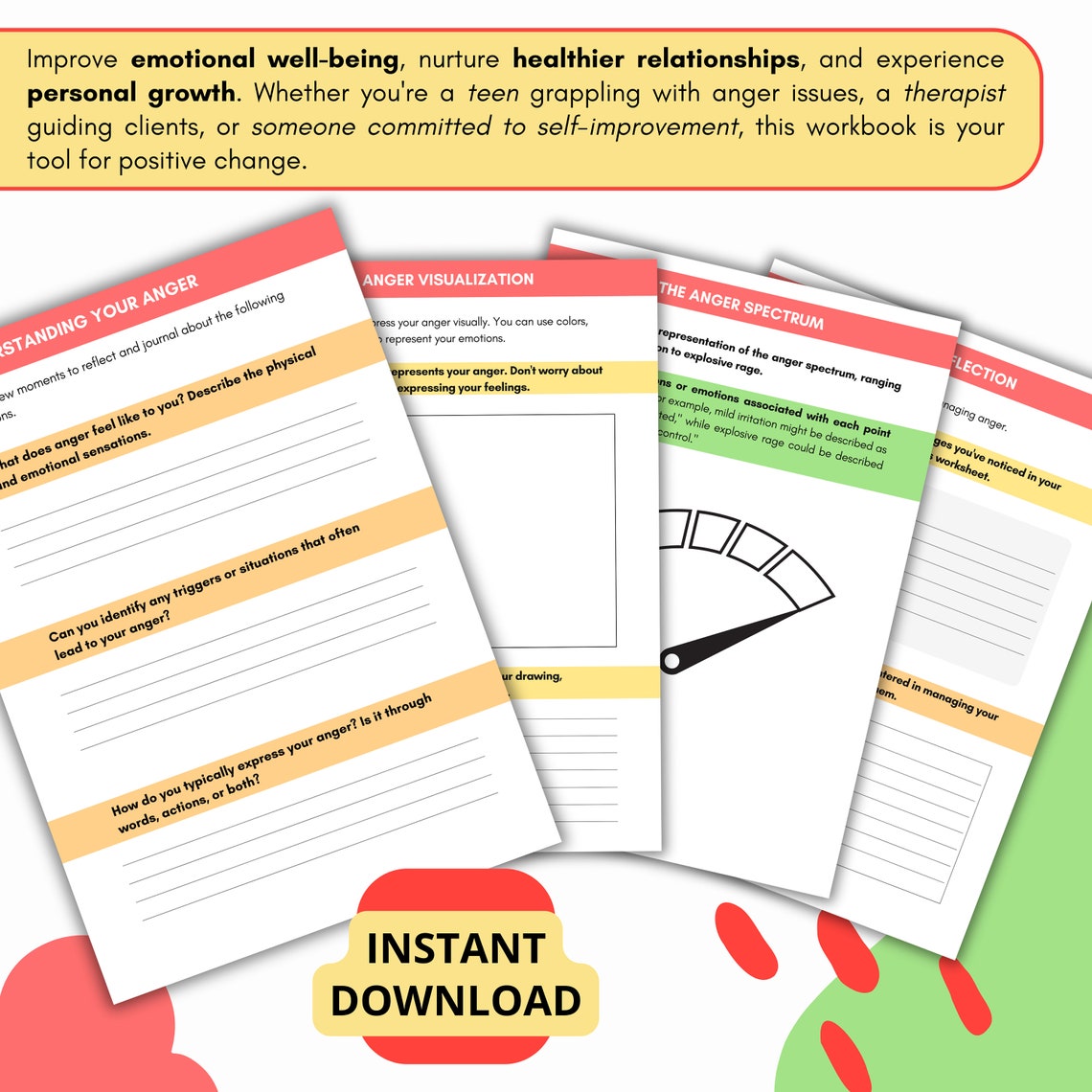 Anger Management Workbook for Emotional Regulation Self - Etsy