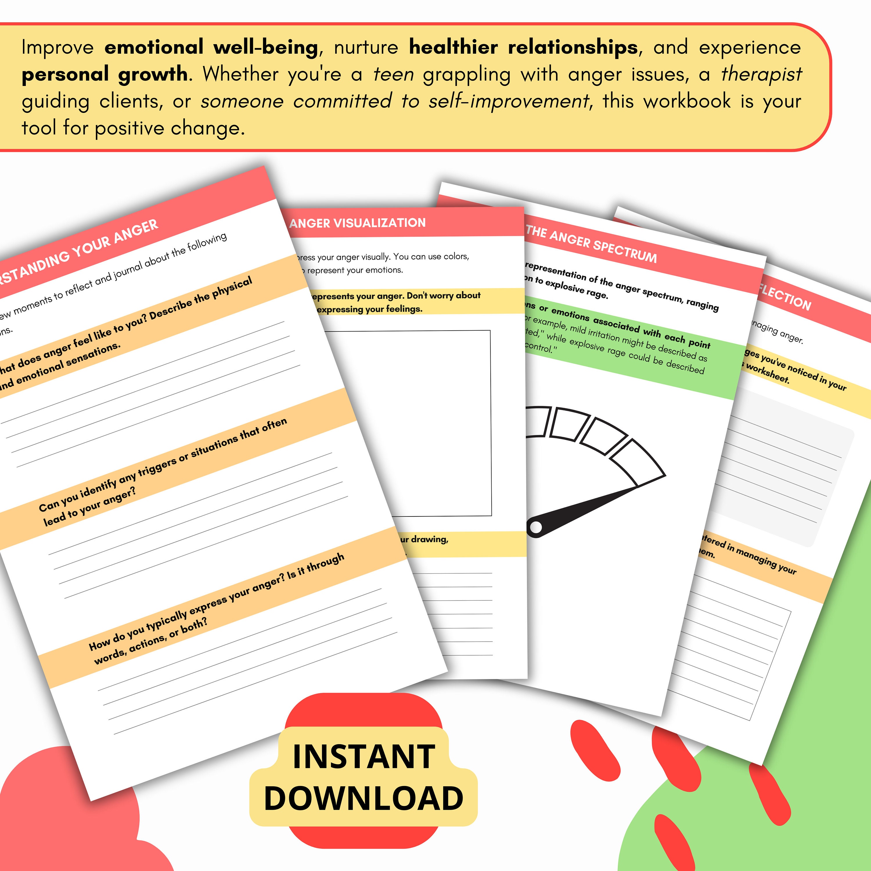 Anger Management Workbook for Emotional Regulation Self - Etsy