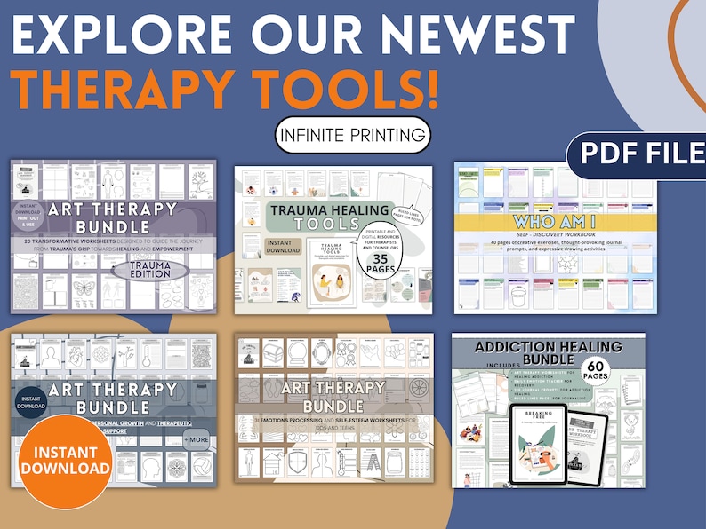 Art Therapy Worksheet Bundle for Emotion Exploration CBT Therapy ...