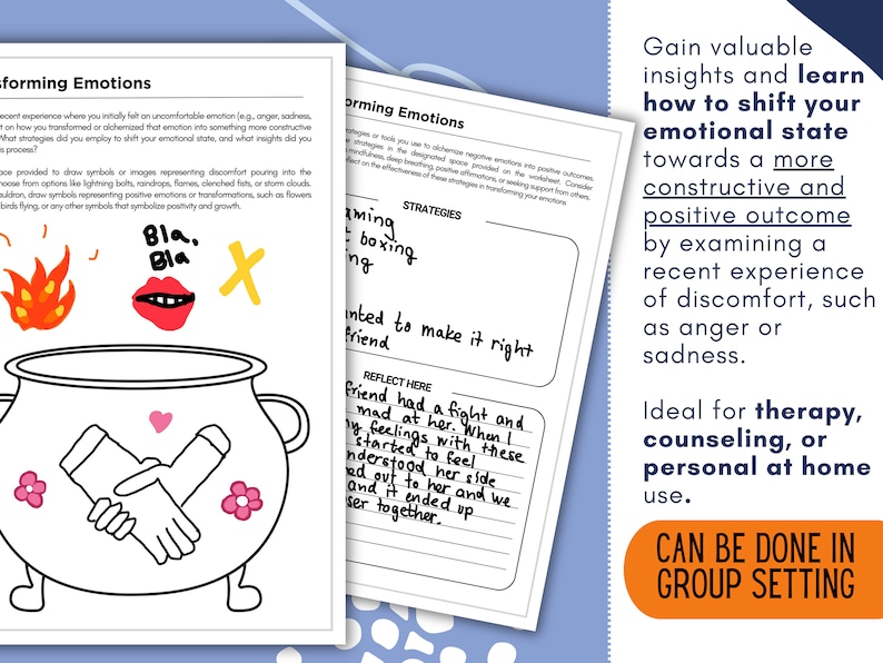 Art Therapy Worksheet Bundle for Emotion Exploration CBT Therapy ...