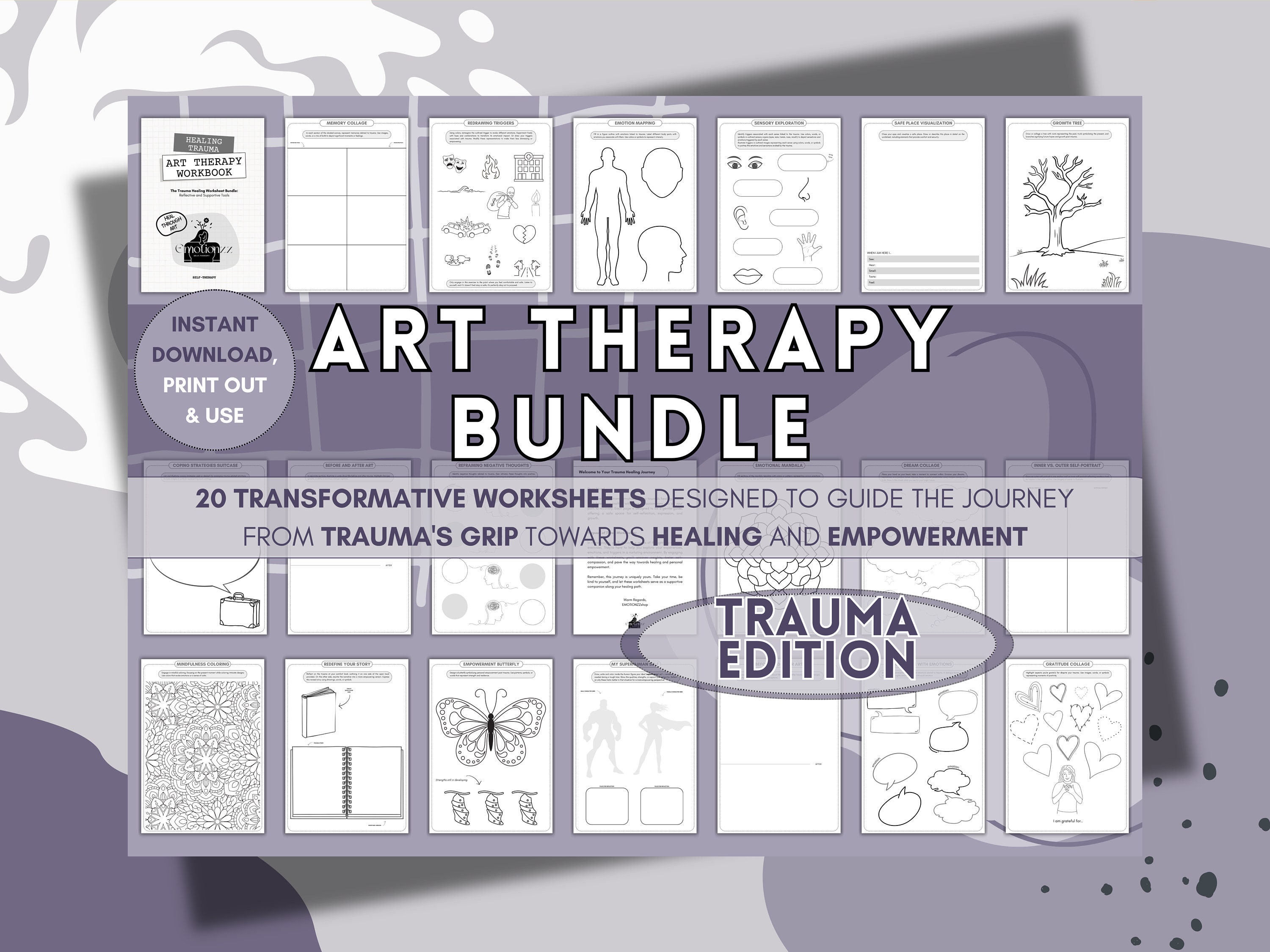 Therapy Mega Bundle, 190+ DBT Therapist Resources, Art Worksheets (PDF ...