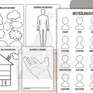 Printable Art Therapy Bundle, Emotional Regulation Worksheets, CBT Tool ...