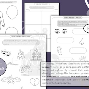 Art Therapy Worksheet Bundle for Trauma Healing, CBT Tool, Mental ...