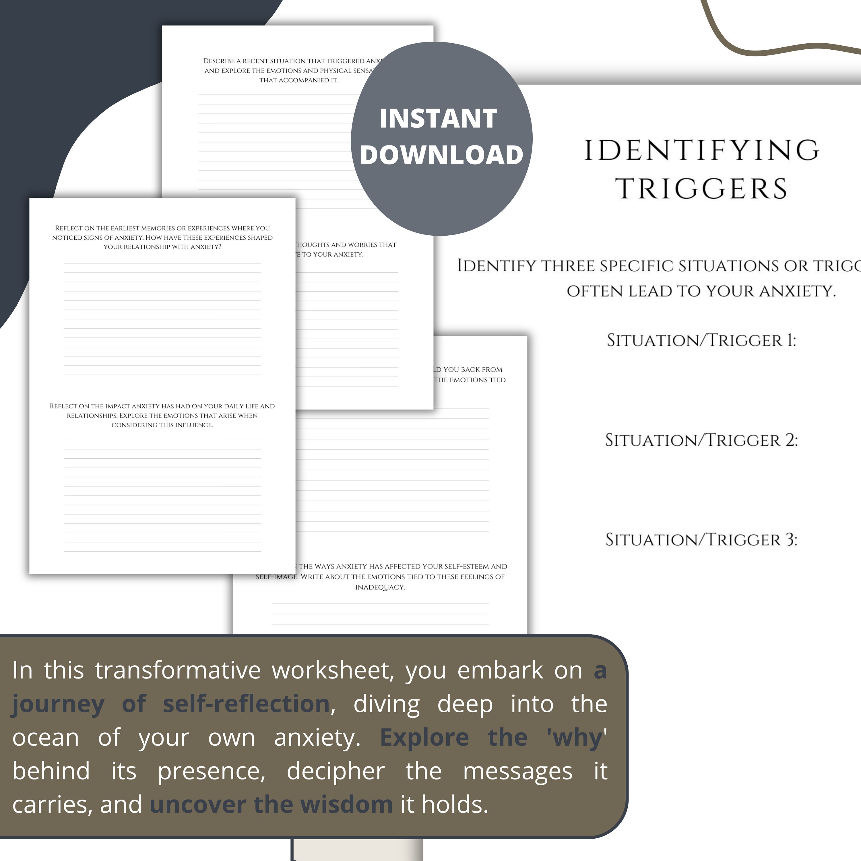 Mental Health Journal, Printable Anxiety Relief Worksheets, Self Help ...