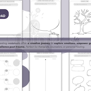 Art Therapy Worksheet Bundle for Trauma Healing, CBT Tool, Mental ...