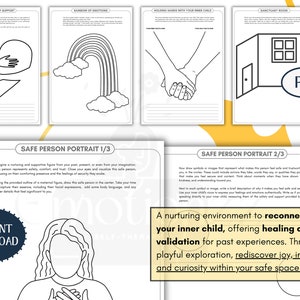 Art Therapy Worksheet Bundle for Safe Space Work, CBT Therapy ...