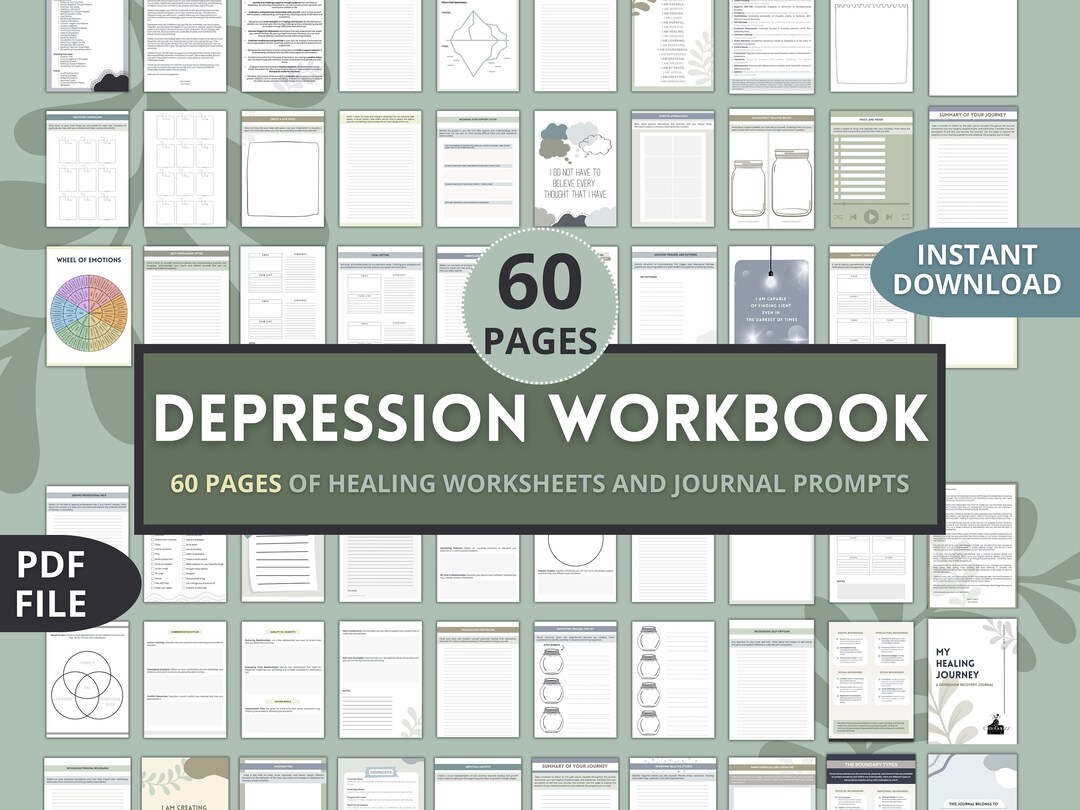 Art Therapy Workbook for Depression Healing, Mental Health Journal ...