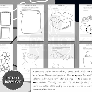 Printable Art Therapy Bundle for Healing From Grief and Loss, CBT Tool ...