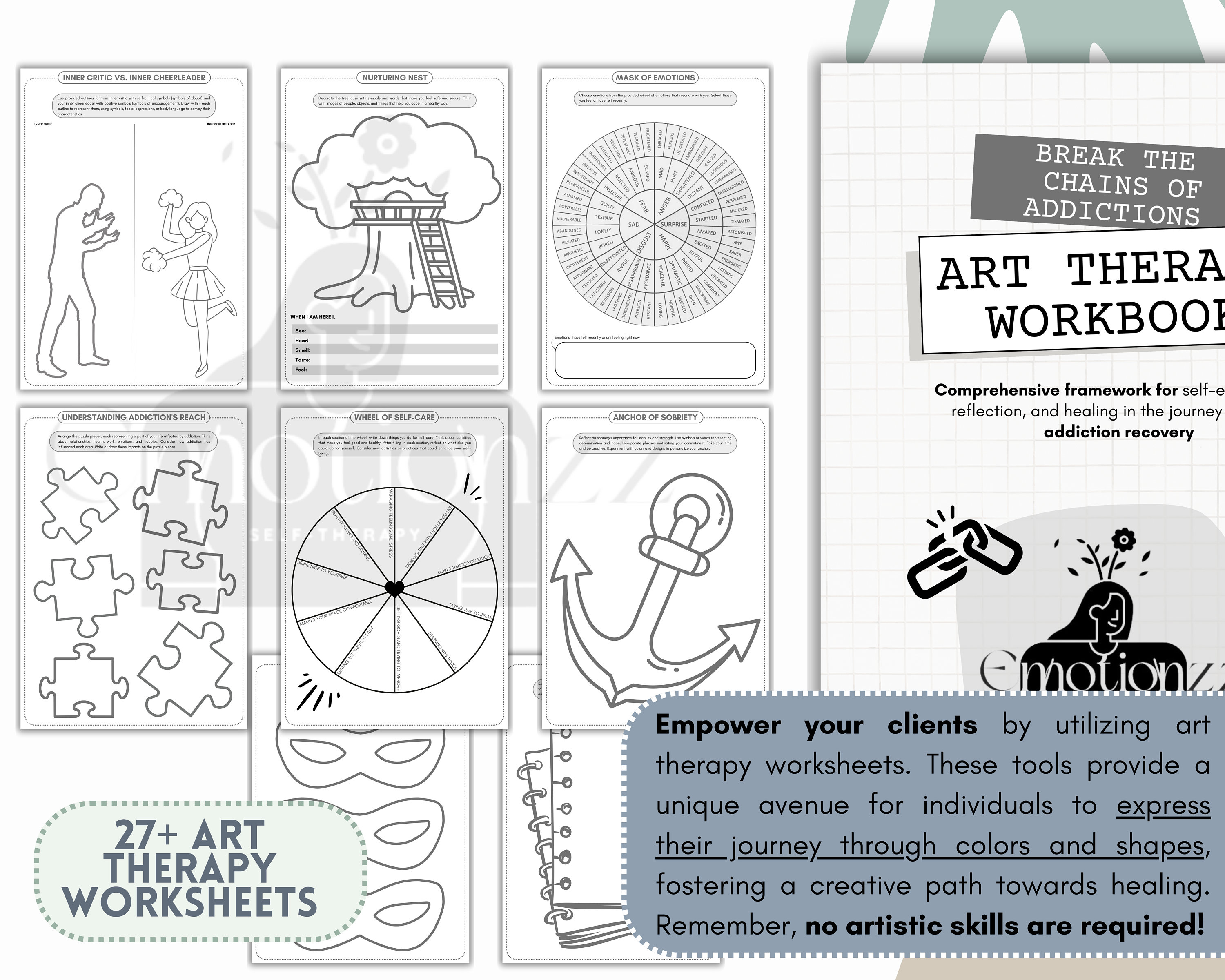 Art Therapy Bundle for Addiction Recovery, Counseling Tools, Mental ...