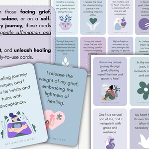 Grief Affirmation Cards, CBT Therapy Printable Tool, Emotional Support ...