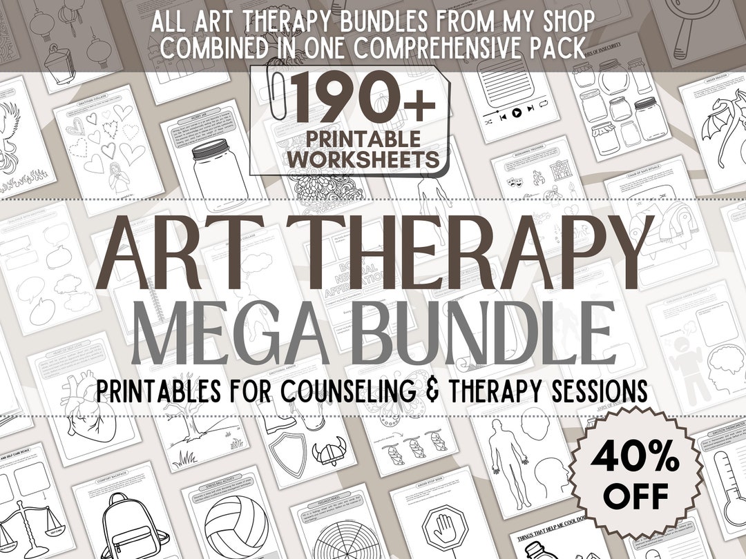 Therapy Mega Bundle, 190+ DBT Therapist Resources, Art Worksheets (PDF ...
