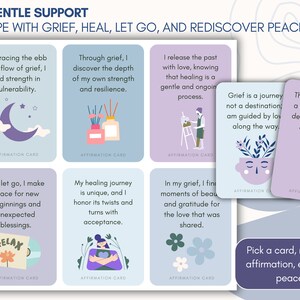 Grief Affirmation Cards, CBT Therapy Printable Tool, Emotional Support ...