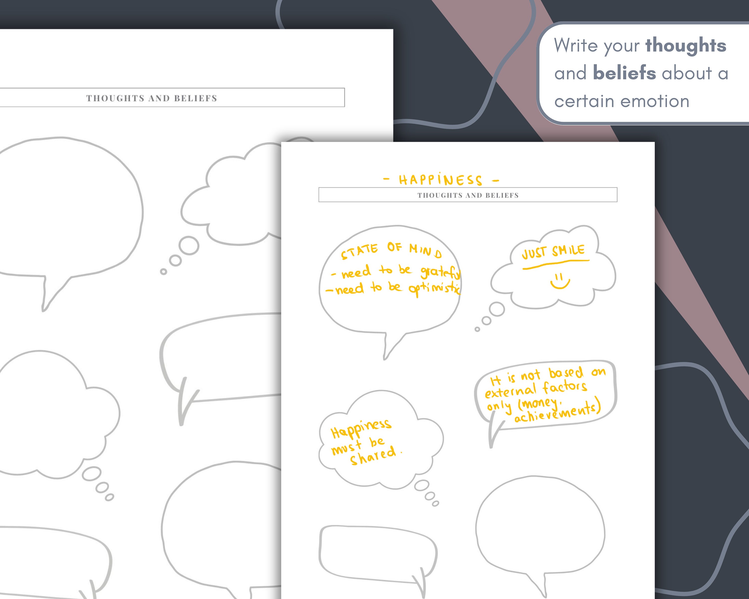 Therapy Worksheet Mental Health Tool, Self Help Resource for Emotional ...