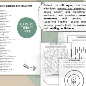 Printable Art Therapy Bundle for Fear and Anxiety Management Counseling ...