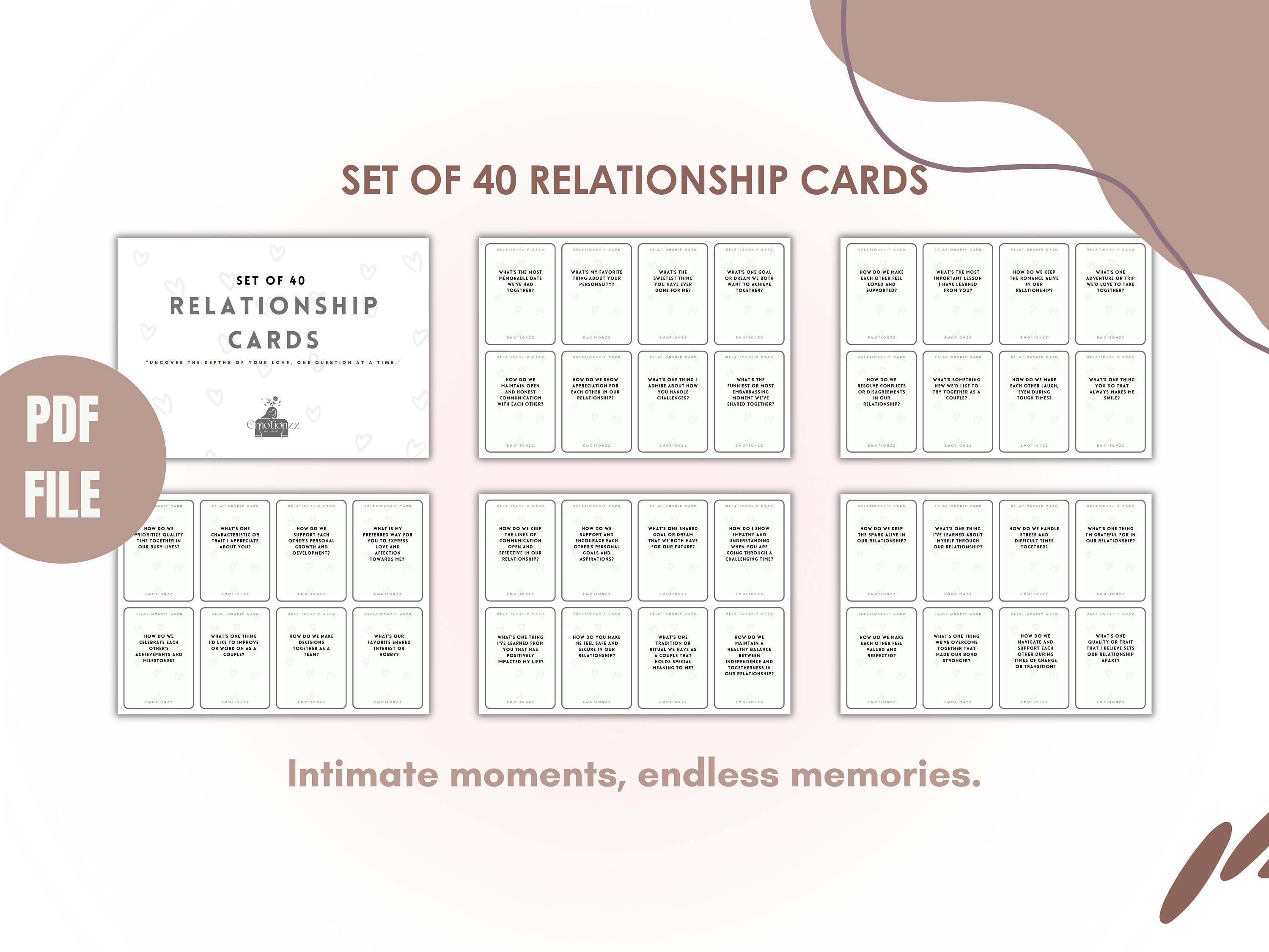 Couple Conversation Cards: Intimate Relationship Questions (PDF) - Etsy