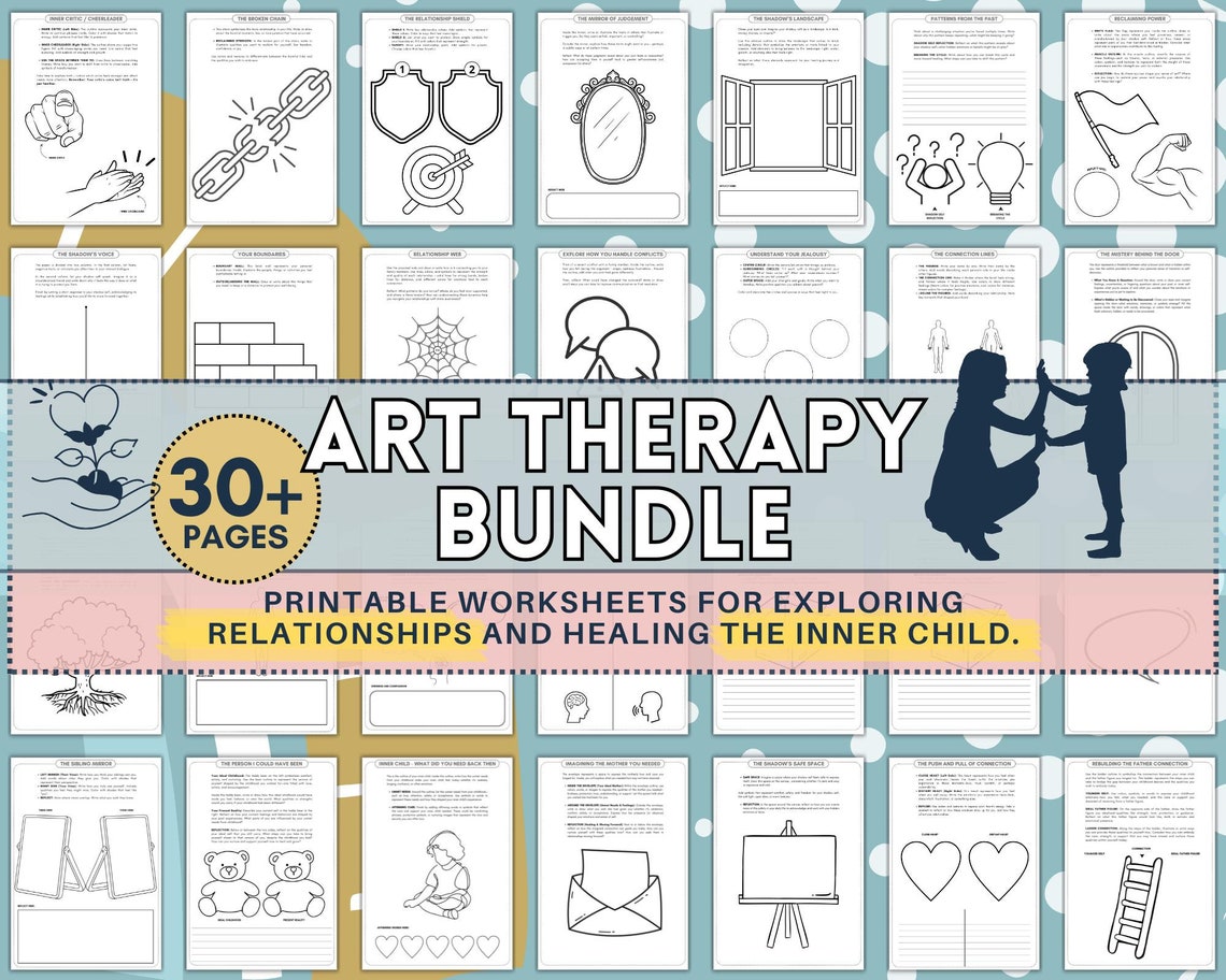 Art Therapy Worksheet Bundle for CBT Therapy Counseling Group Therapy ...