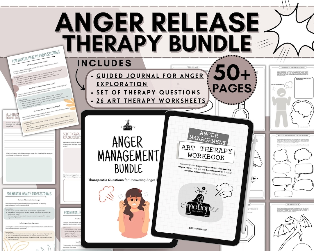 Therapy Printables for Anger Release, Art Therapy Worksheets, CBT ...