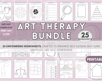 Printable Art Therapy Bundle, Emotional Regulation Worksheets, CBT Tool ...